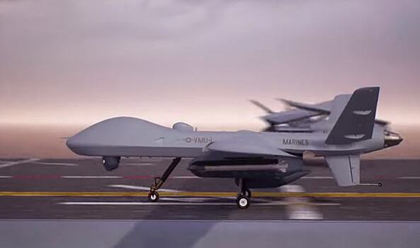 Представила новый разведывательно-ударный БПЛА палубного базирования MQ ...